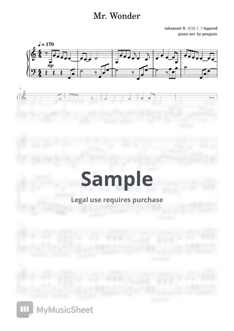 takamatt - Mr. Wonder แผ่น by penguin's piano