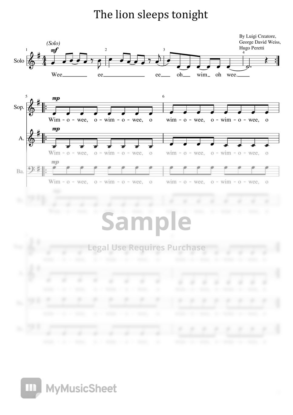 Luigi Creatore,George David Weiss, Hugo Peretti - The lion sleeps ...