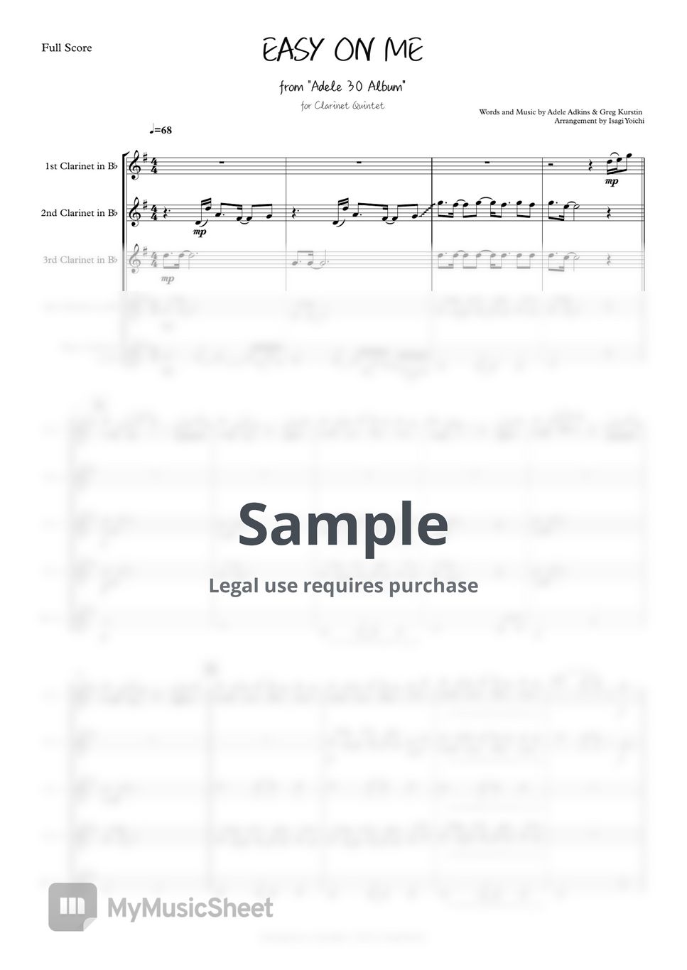 Adele - Easy On Me 악보 by Isaga Yoichi