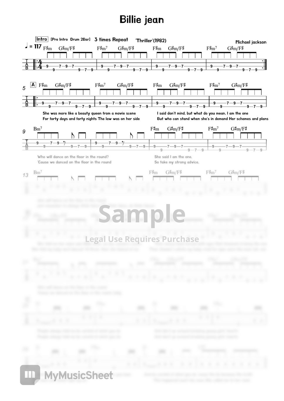 Micheal Jackson - Billie Jean Sheets by 김미(Kimme)