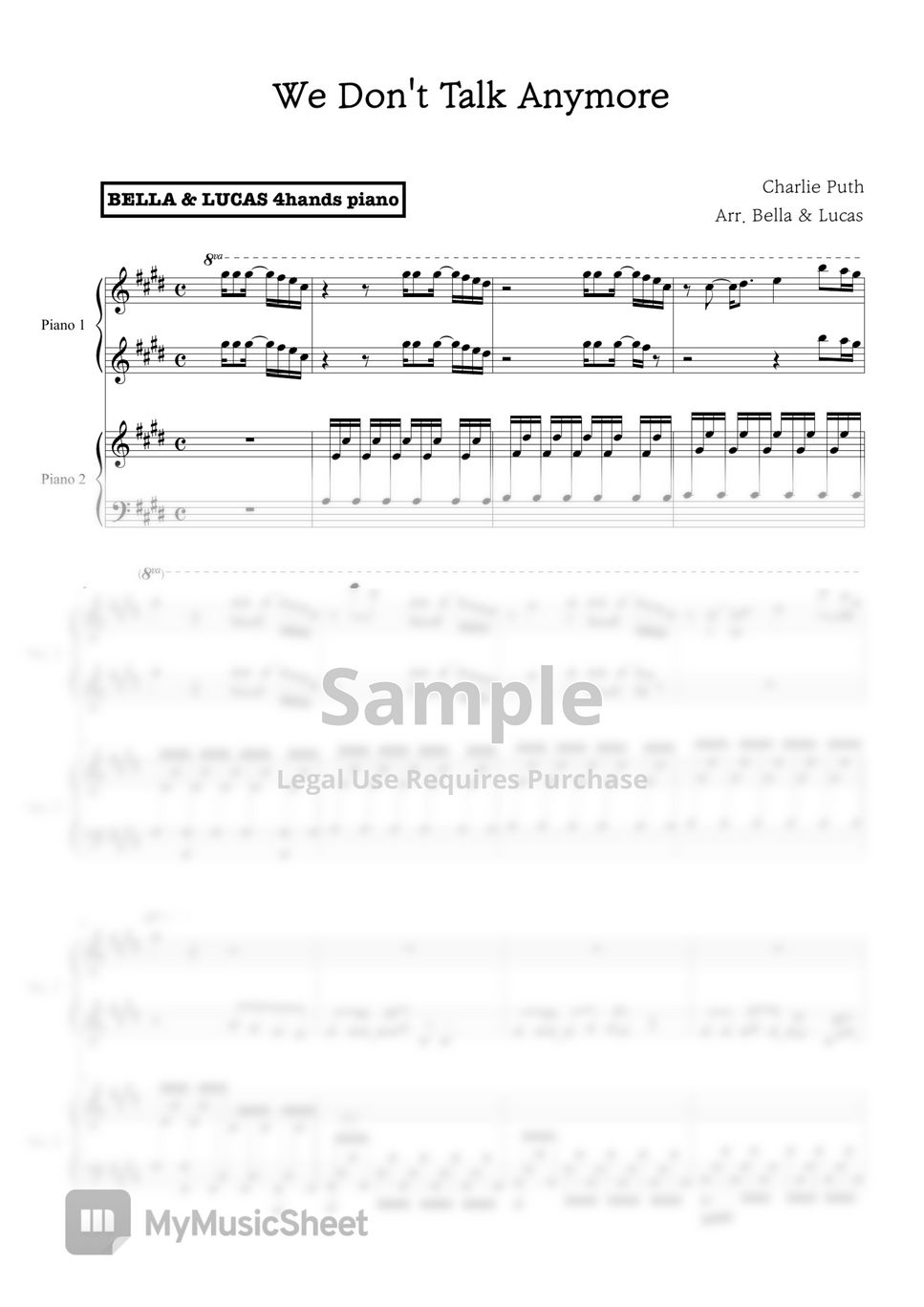 Charlie Puth - We Don't Talk Anymore แผ่น by BELLA&LUCAS