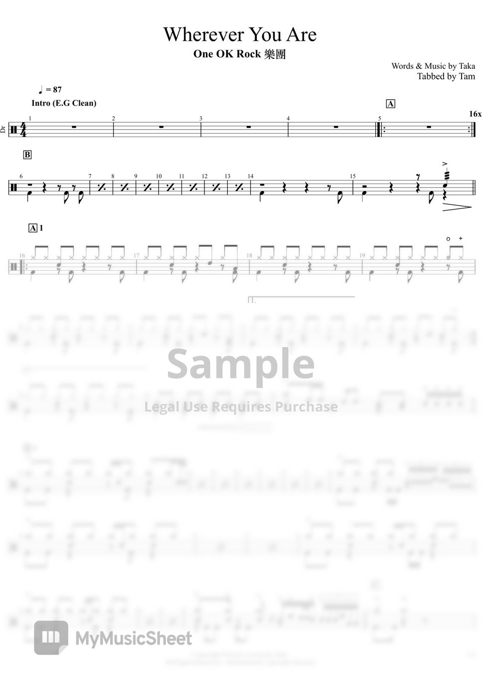 One OK Rock - Wherever You Are (One OK Rock - Wherever You Are) Sheets ...