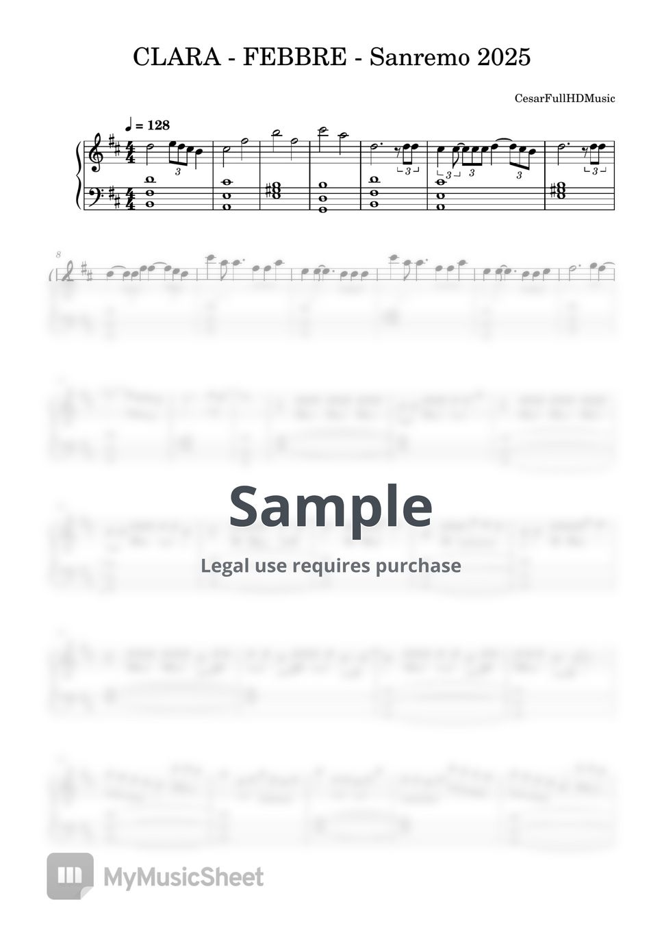 CLARA - FEBBRE - Sanremo 2025 Sheets