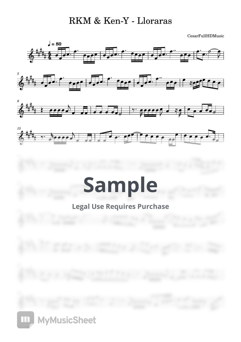 RKM & Ken-Y - Lloraras Sheet Music