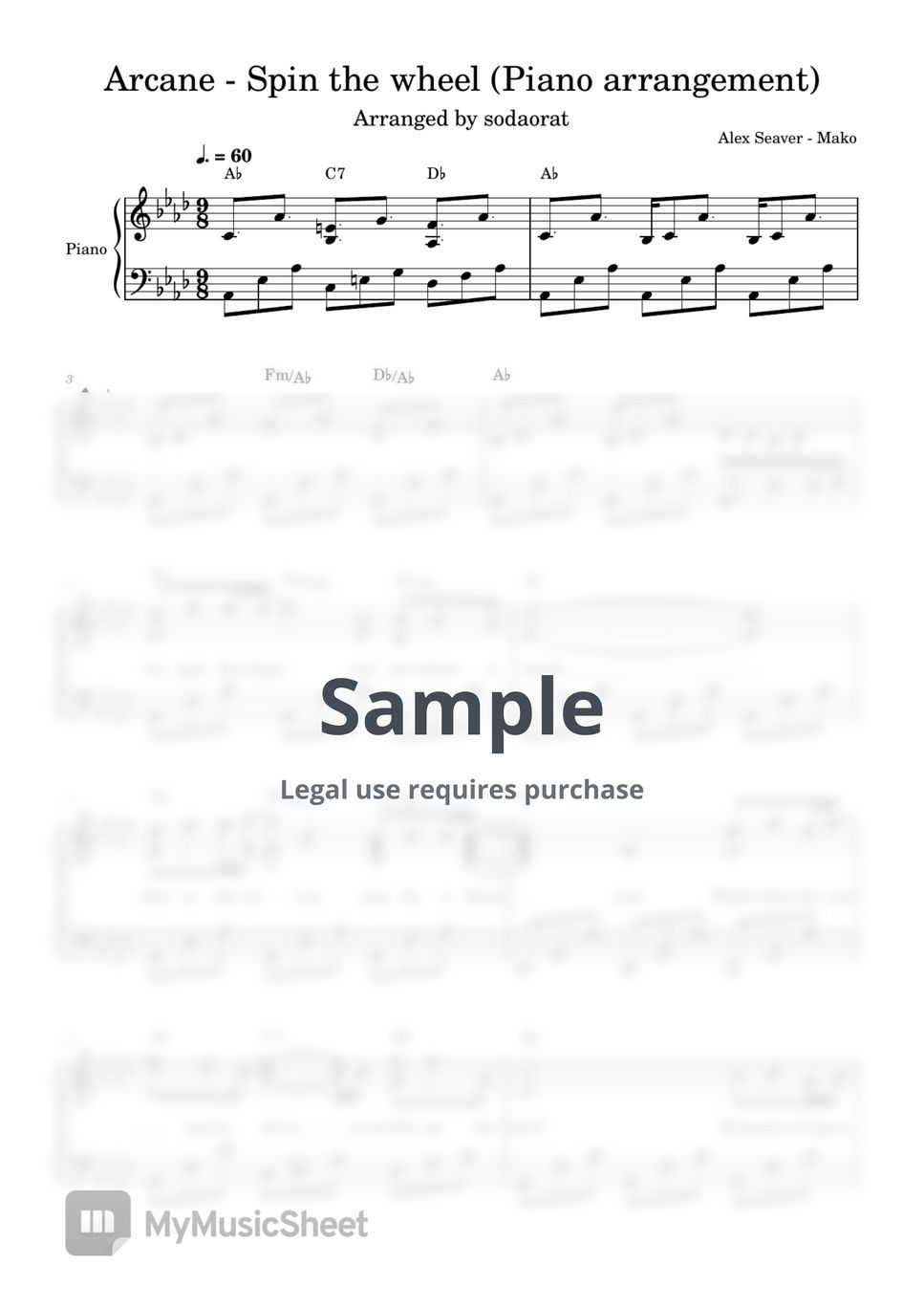 Mick Wingert - Composed by Mako - Arcane OST - Spin the wheel 楽譜 by ...