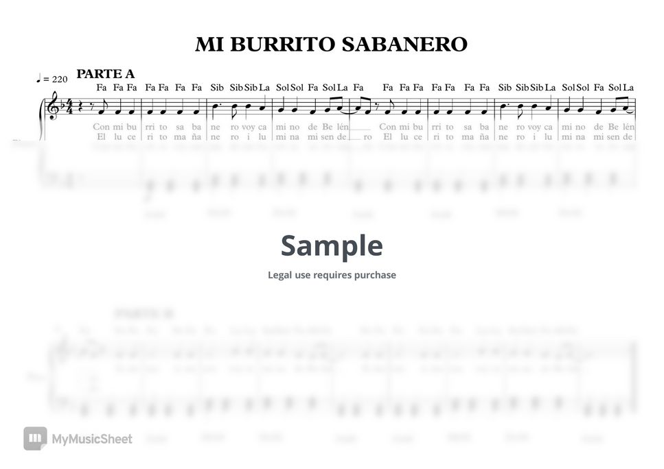 NAVIDAD - MI BURRITO SABANERO - PIANO DOS MANOS (INCLUYE LETRA Y ...