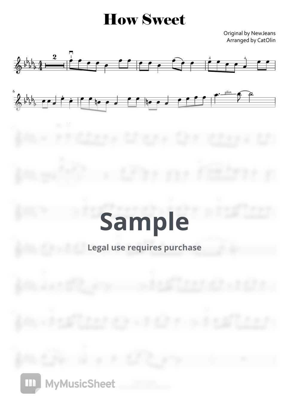 뉴진스 - How Sweet Sheet Music by 캣올린CatOlin