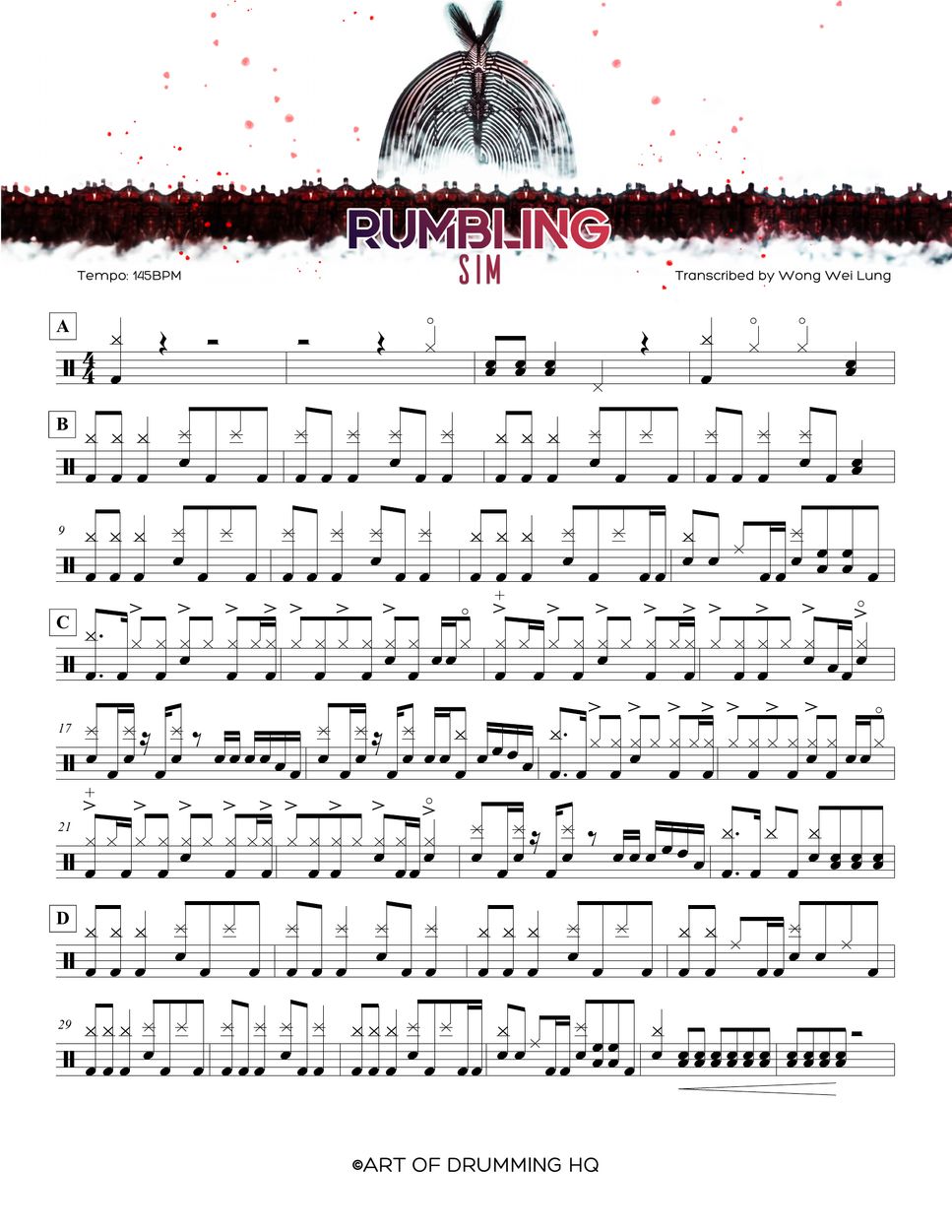 SiM - The rumbling (Attack on Titan) Sheets by Wei Lung Wong