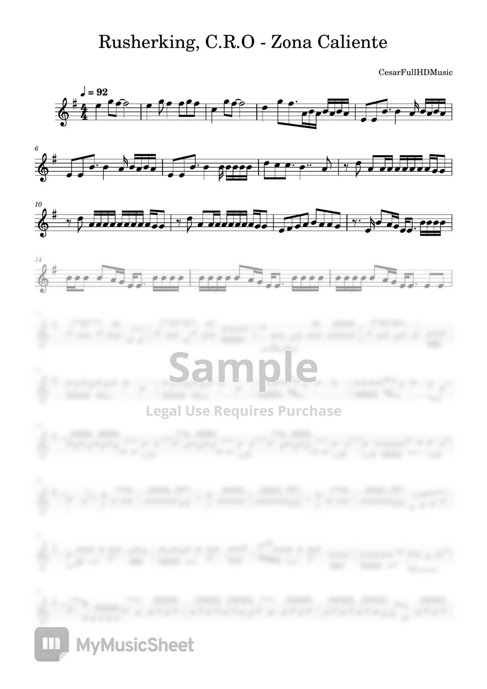 Rusherking, C.R.O - Zona Caliente Sheet Music