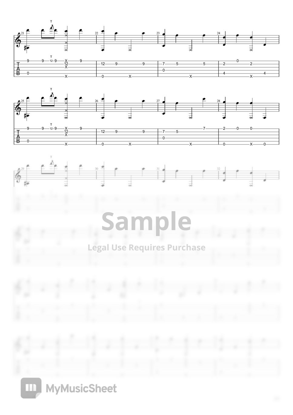 요루시카 - 그저 네게 맑아라 (그저 네게 맑아라 fingerstyle guitar) Sheets by Caclo