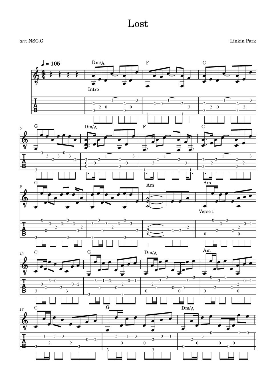 Linkin Park - Lost TAB by Not So Classic Guitar