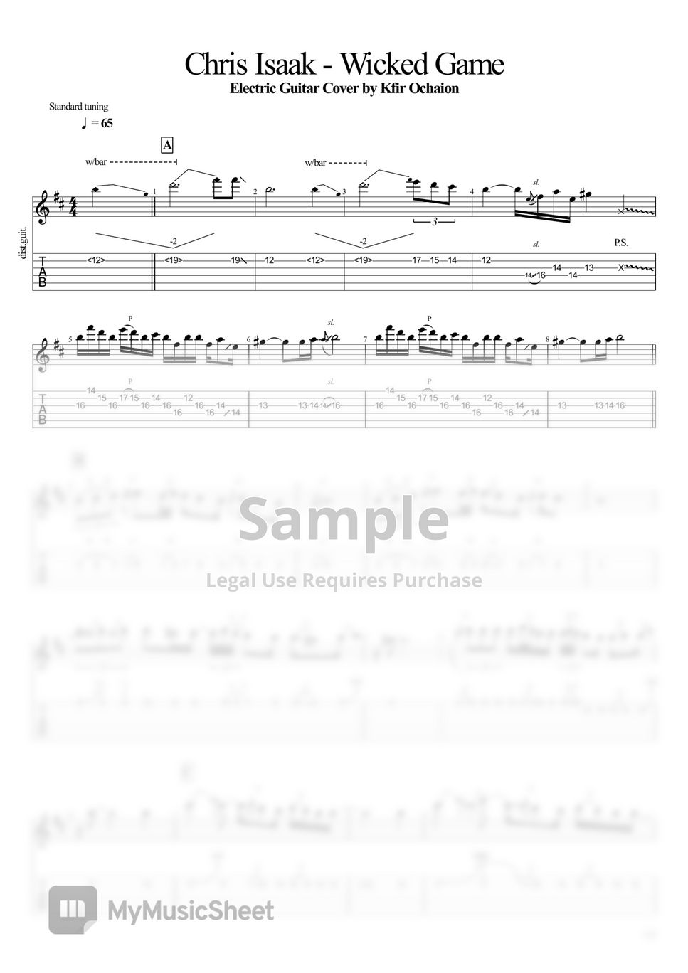 Chris Isaak - Wicked Game - Metal Sheet Music by Kfir Ochaion