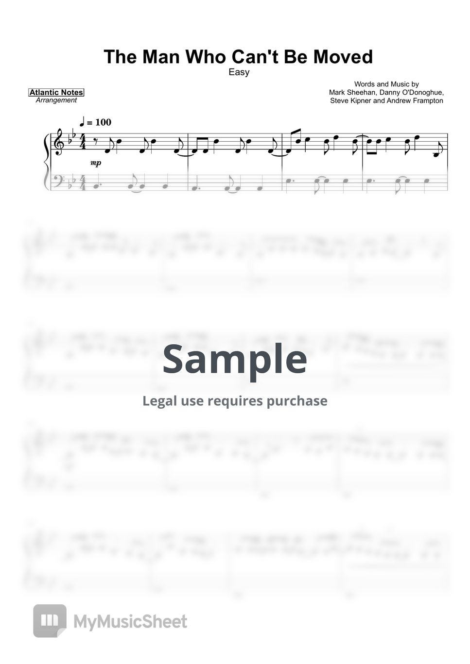 The Script - The Man Who Can't Be Moved 악보 by Atlantic Notes