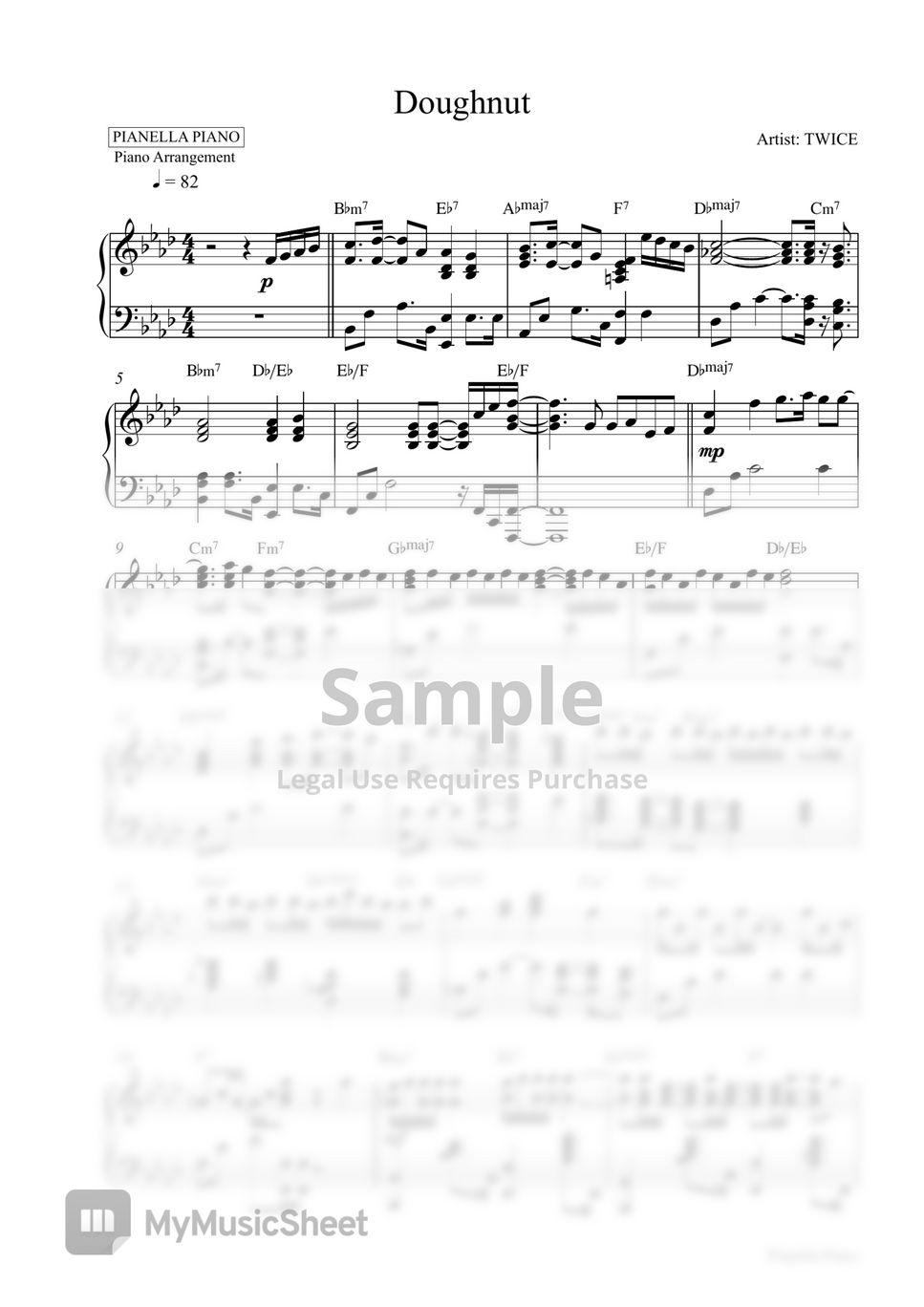 TWICE - Doughnut (Piano Sheet) 曲谱 by Pianella Piano