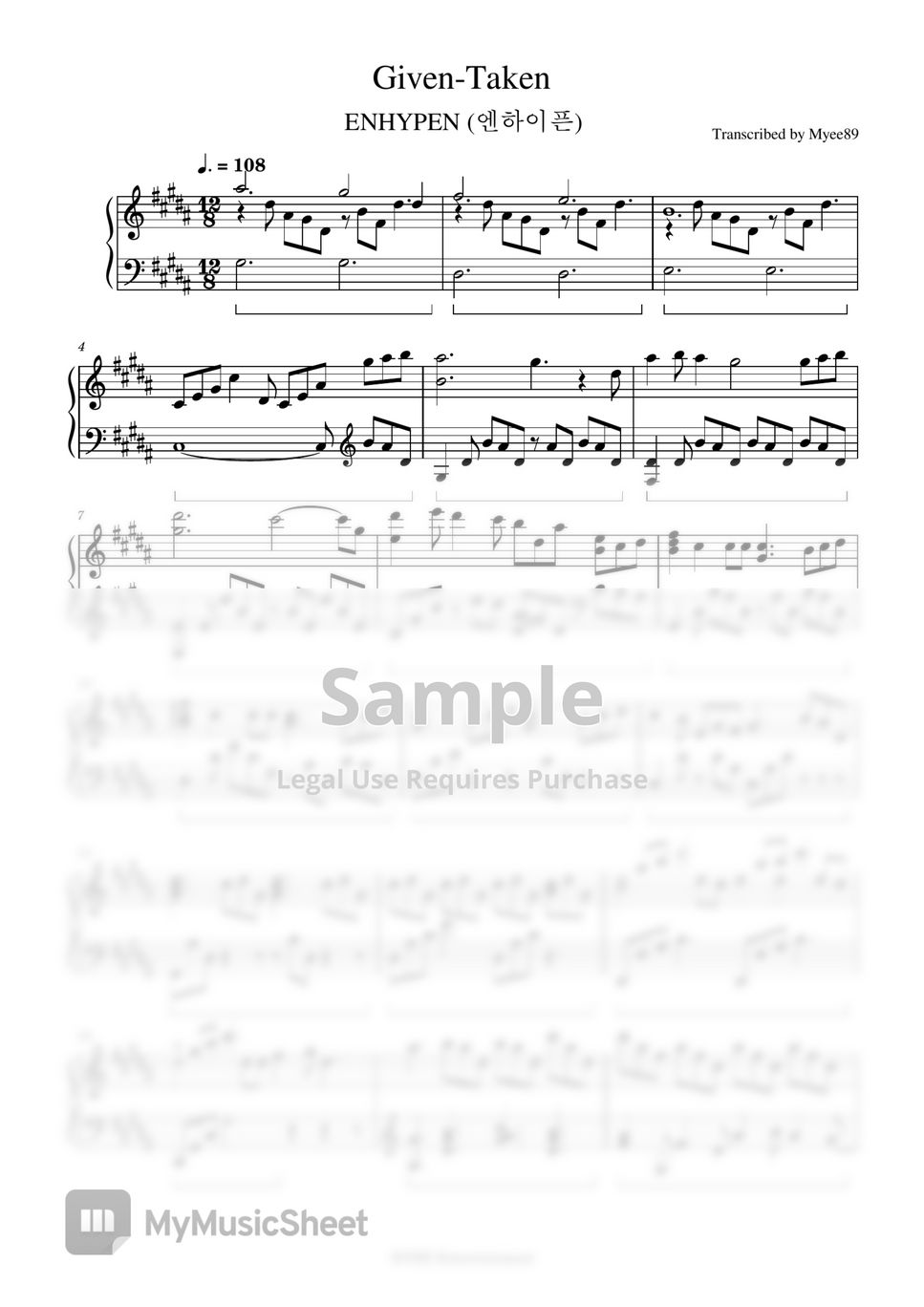 ENHYPEN (엔하이픈) - Given-Taken Sheets by Myee89
