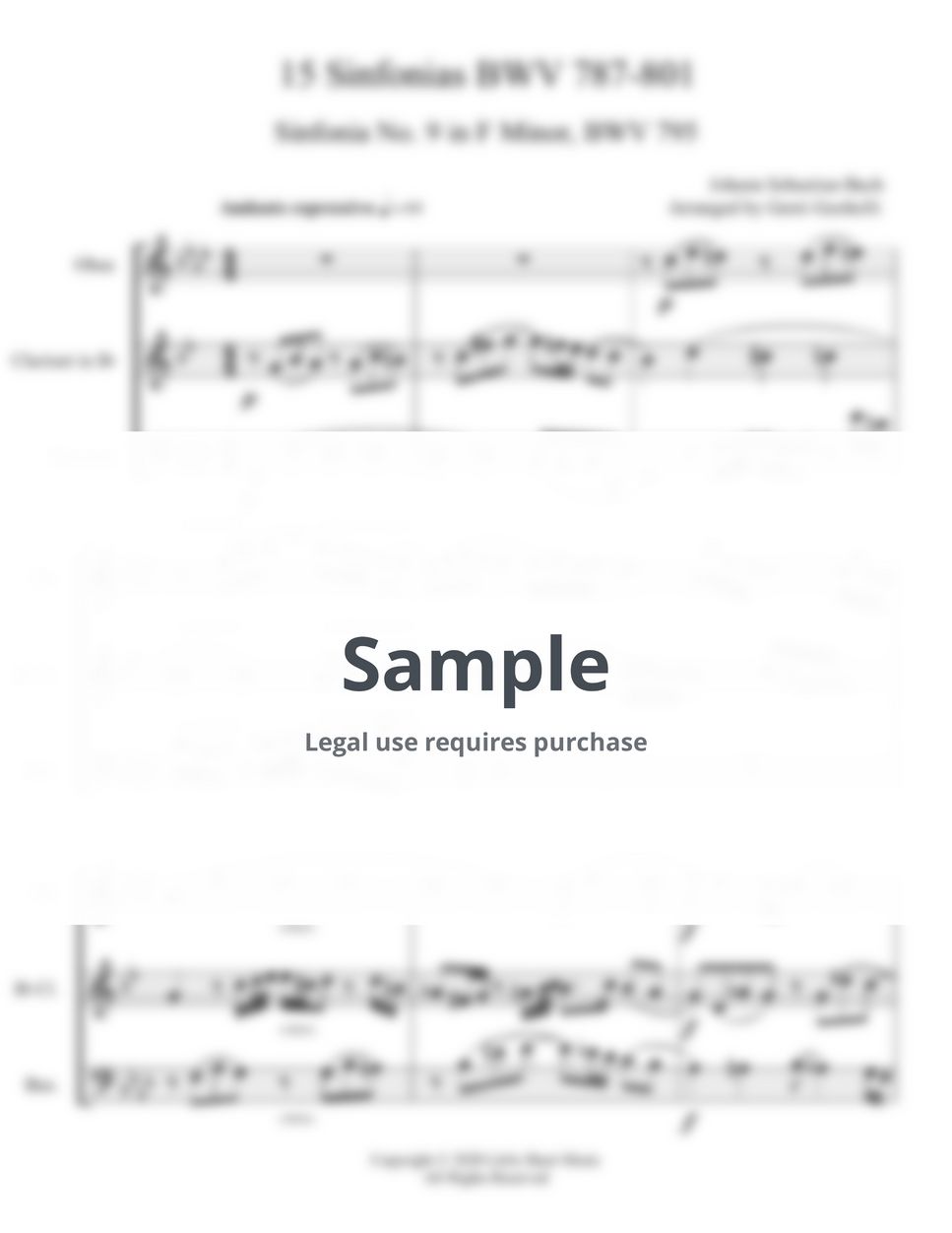 Johann Sebastian Bach - Sinfonia No. 9 in F Minor, BWV 795 (Woodwind ...