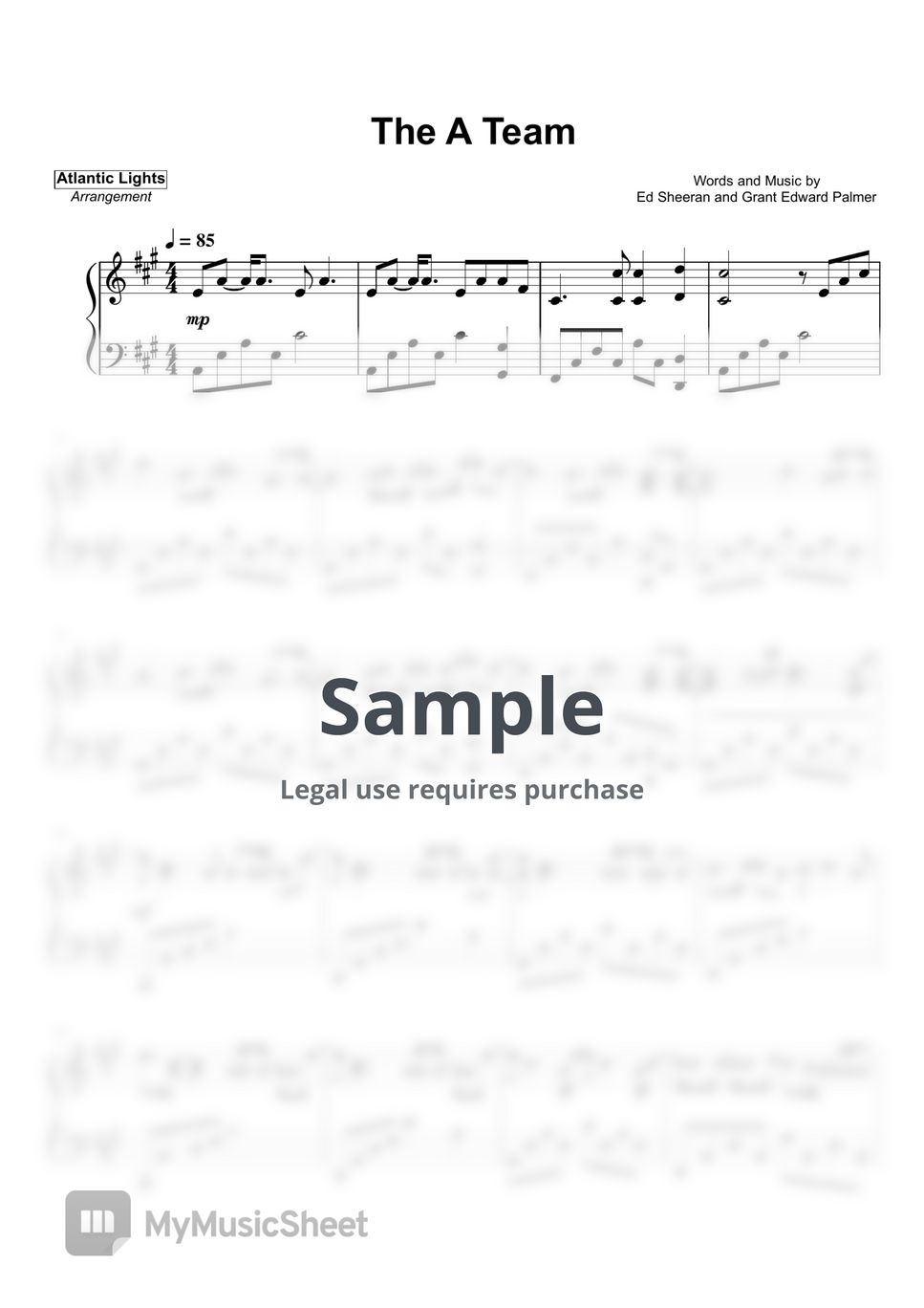 Ed Sheeran - The A Team Sheet Music by Atlantic Lights