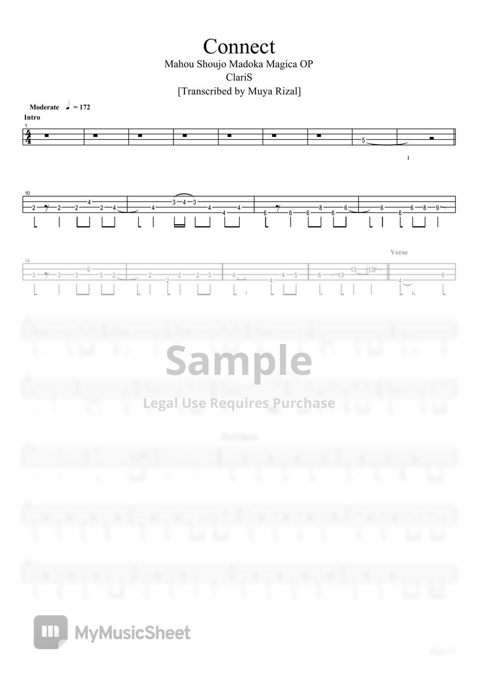 ClariS - Connect (Bass TAB) Sheets by Muya