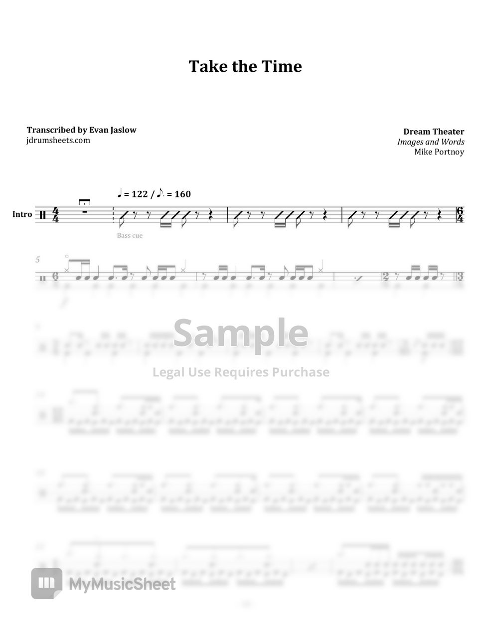Dream Theater - Take The Time Sheets by Evan Jaslow