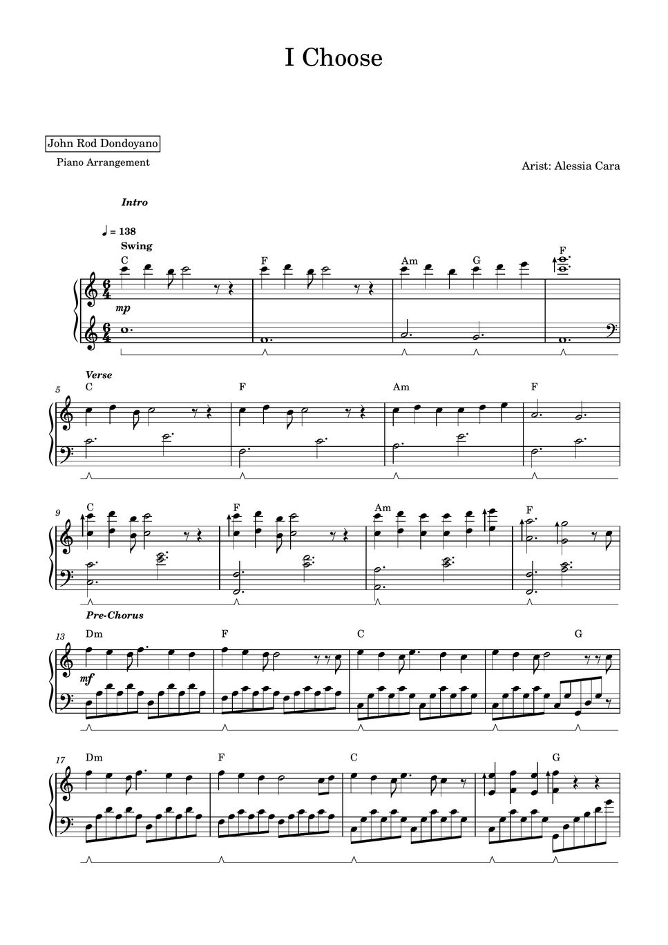 Alessia Cara - I Choose 樂譜 by John Rod Dondoyano