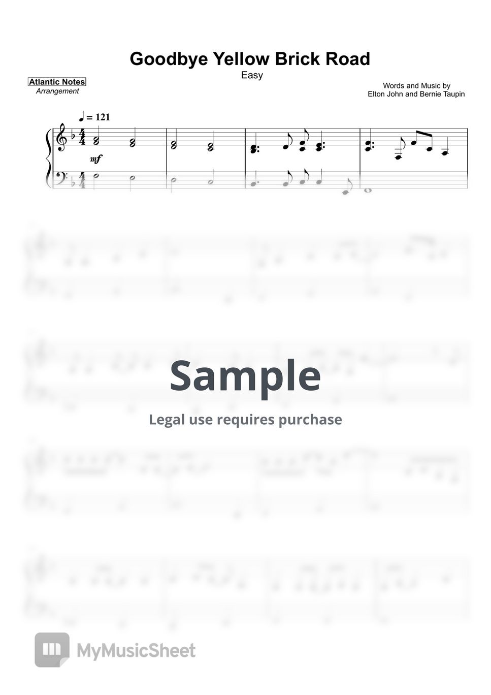 Elton John - Goodbye Yellow Brick Road Sheet Music by Atlantic Notes