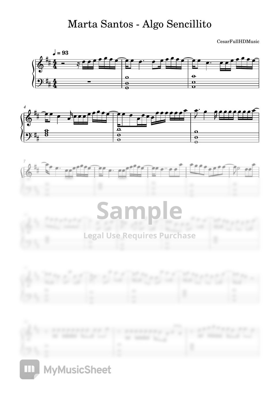 Marta Santos - Algo Sencillito Lembar Musik
