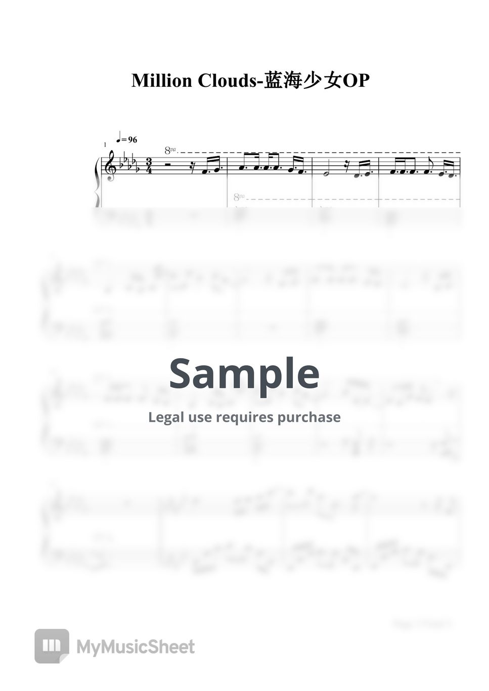 Sakamoto Maaya - Million Clouds (Amanchu!op) Sheets by dogemusic