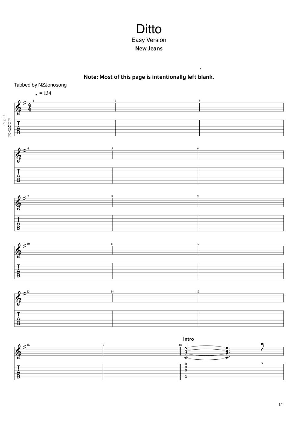 뉴진스 - Ditto (Easy, 2/10) Sheets by NZJonosong