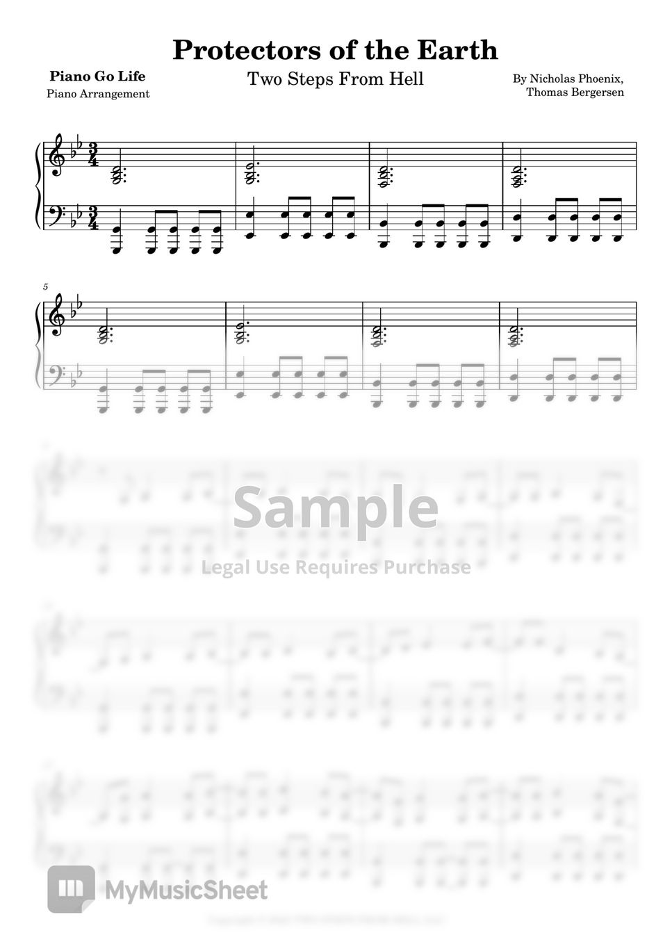 Two Steps From Hell - Protectors of the Earth Sheet Music by Piano Go Life