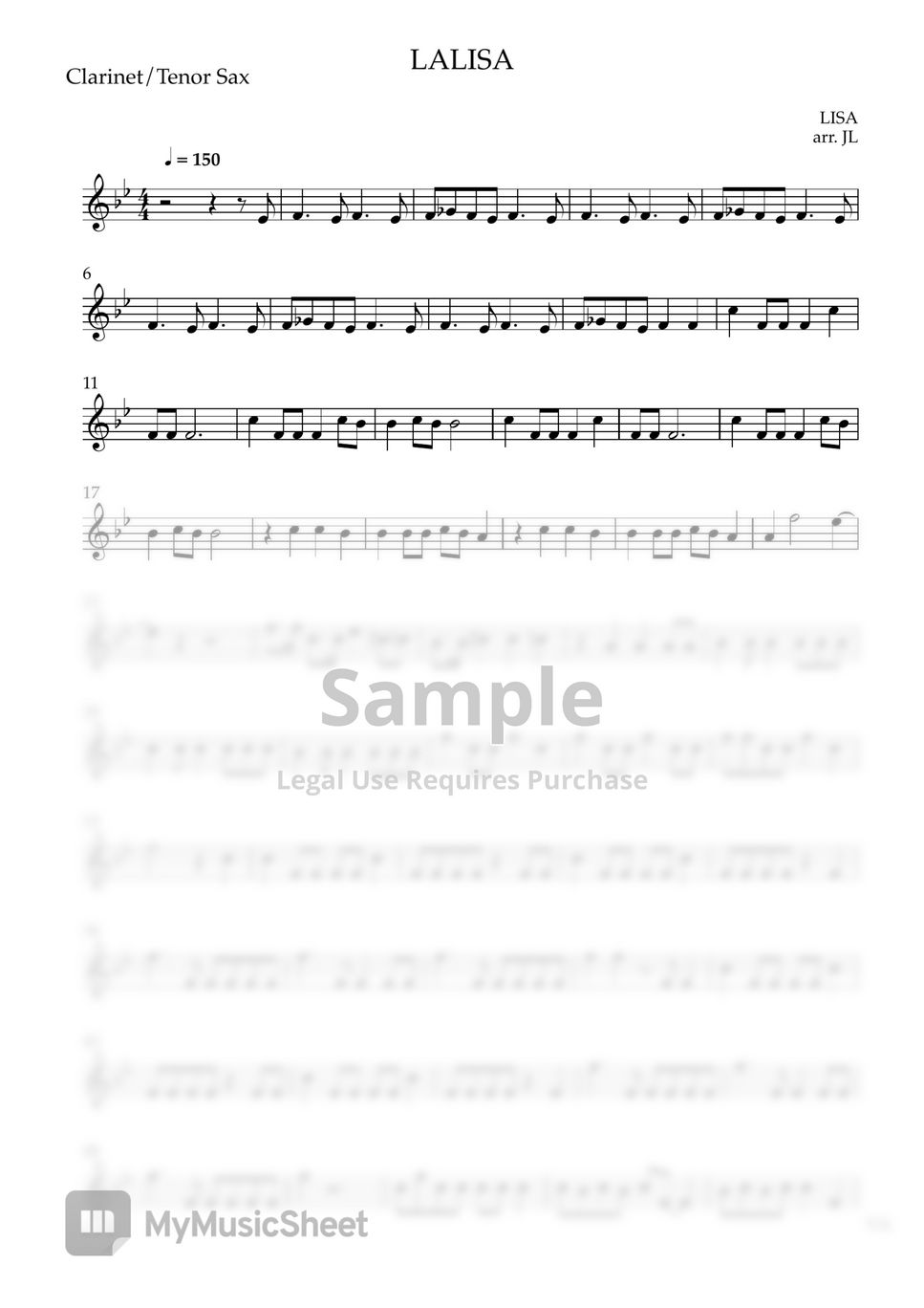 LISA (BLACKPINK) - LALISA Sheet Music by JL