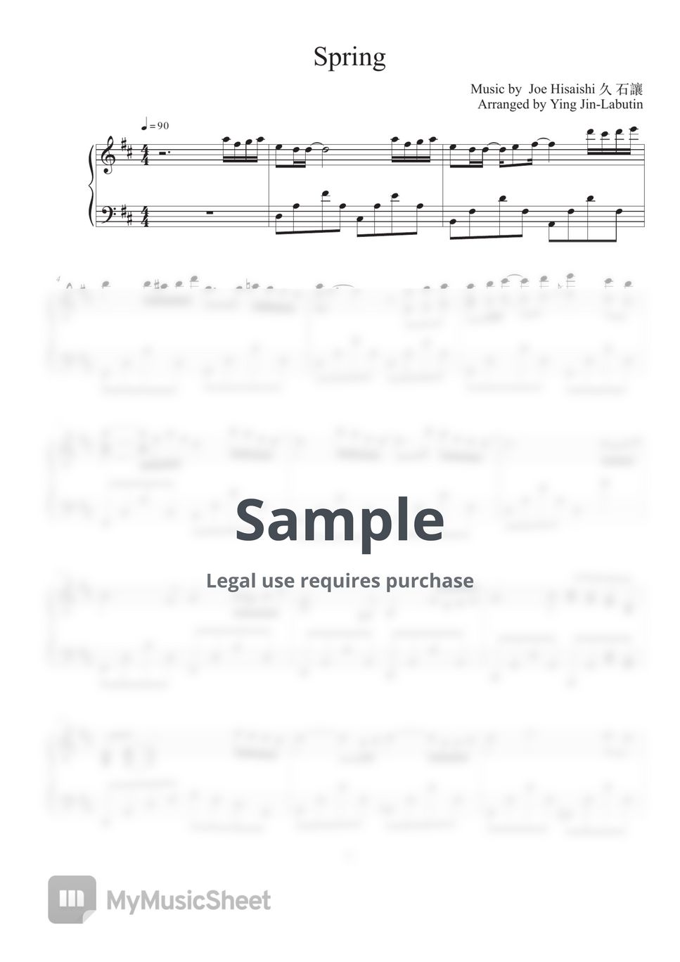 Joe Hisaishi - Spring 악보 by Jade & Singers