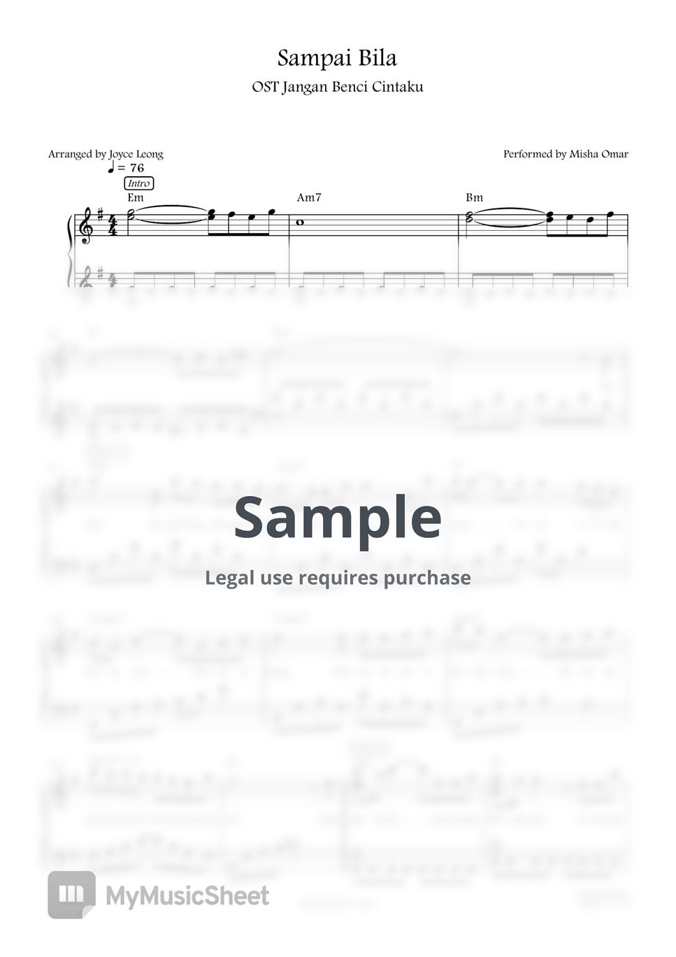 Misha Omar - Sampai Bila Sheets by Joyce Leong