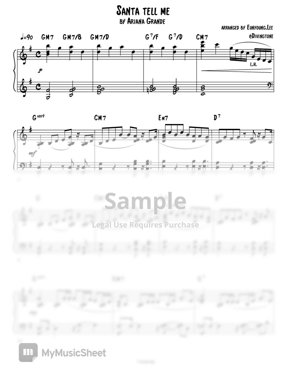 Ariana Grande(아리아나 그란데) - Santa tell me (Piano sheet/피아노 악보) Sheet ...