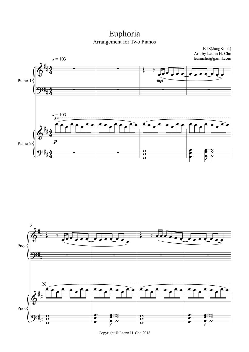 BTS - Euphoria Sheet