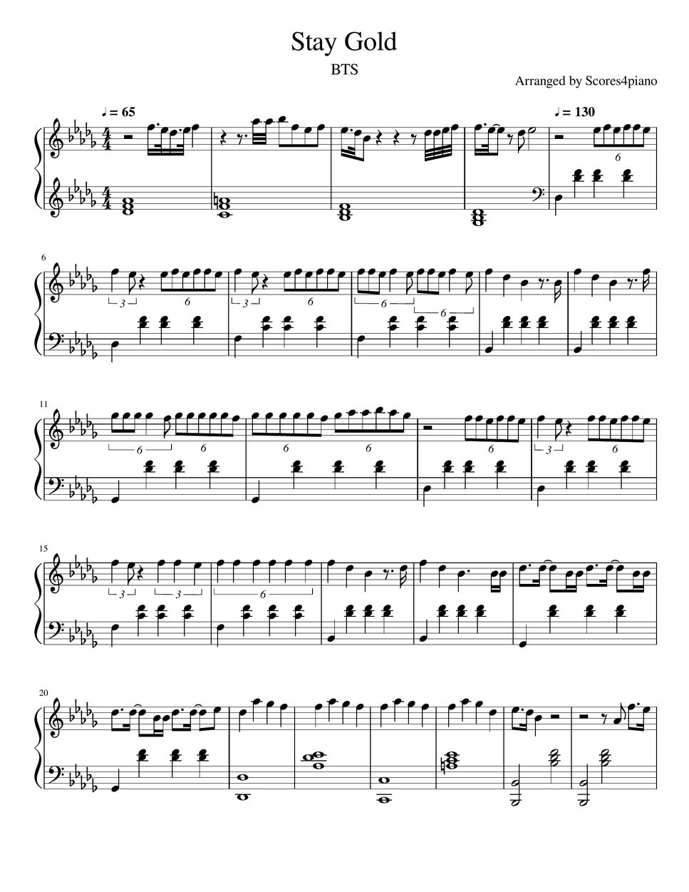 BTS - Stay Gold 曲谱 by Scores4piano