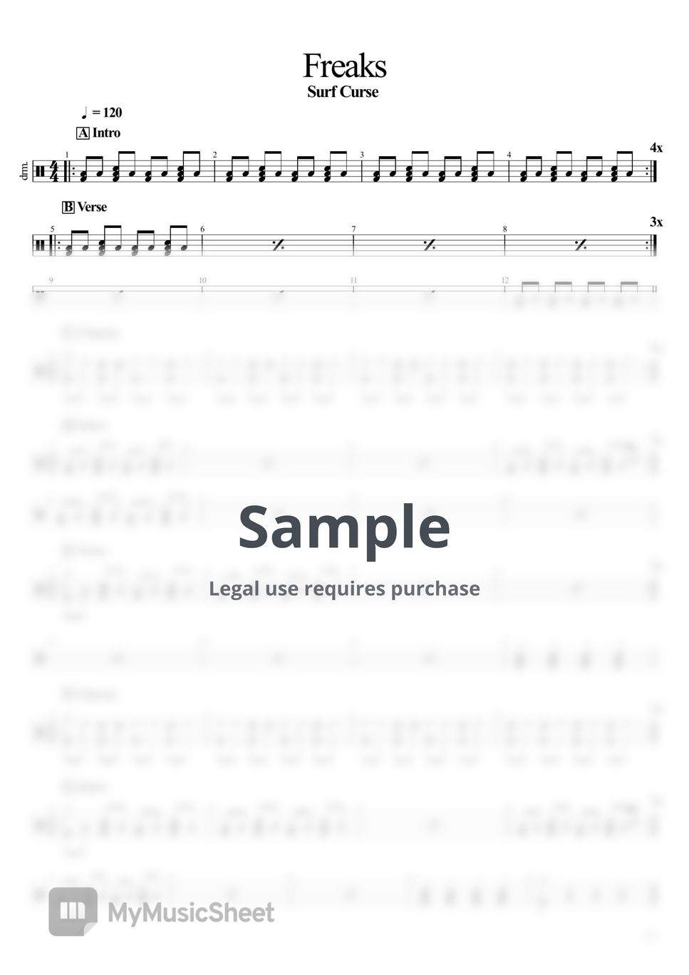 Surf Curse - Freaks Sheets by LesDrum