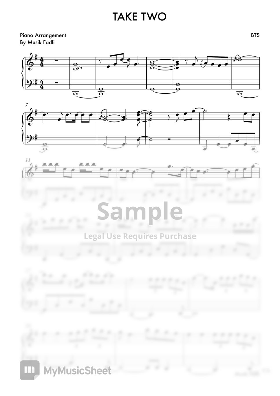 BTS - Take Two 악보 by Musik Fadli