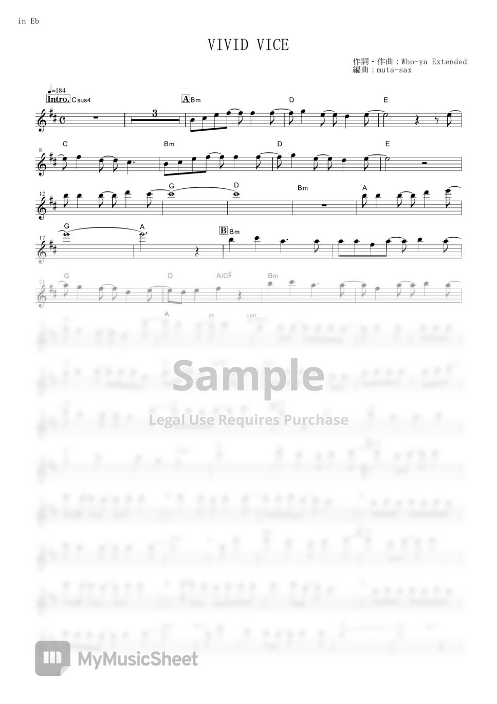 Jujutsu Kaisen - VIVID VICE (in Eb) Sheets by Who-ya Extended