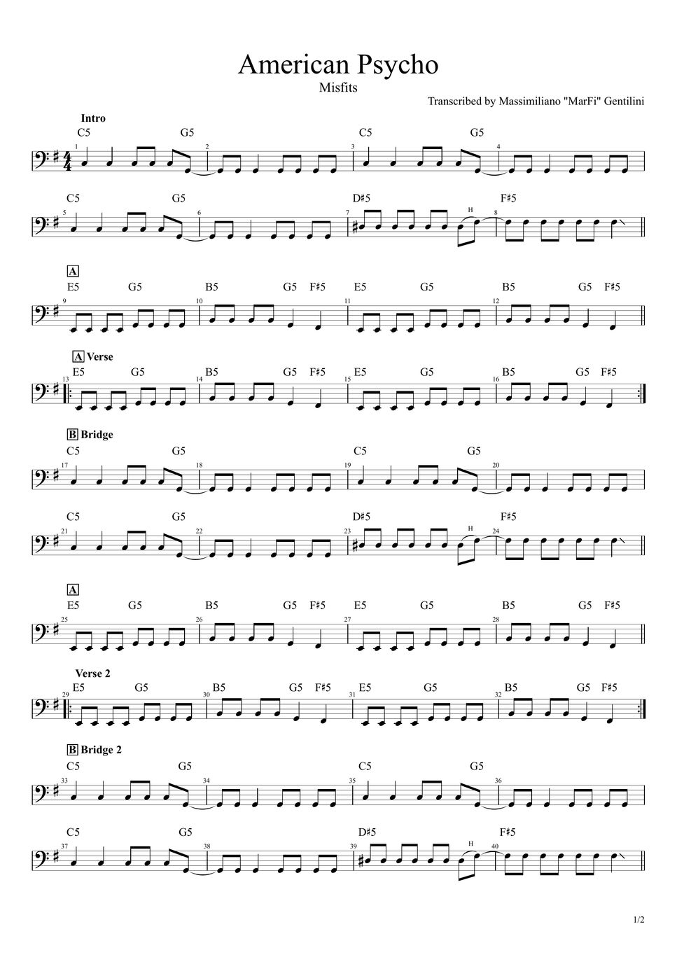 Misfits - American psycho Sheets by Massimiliano Gentilini