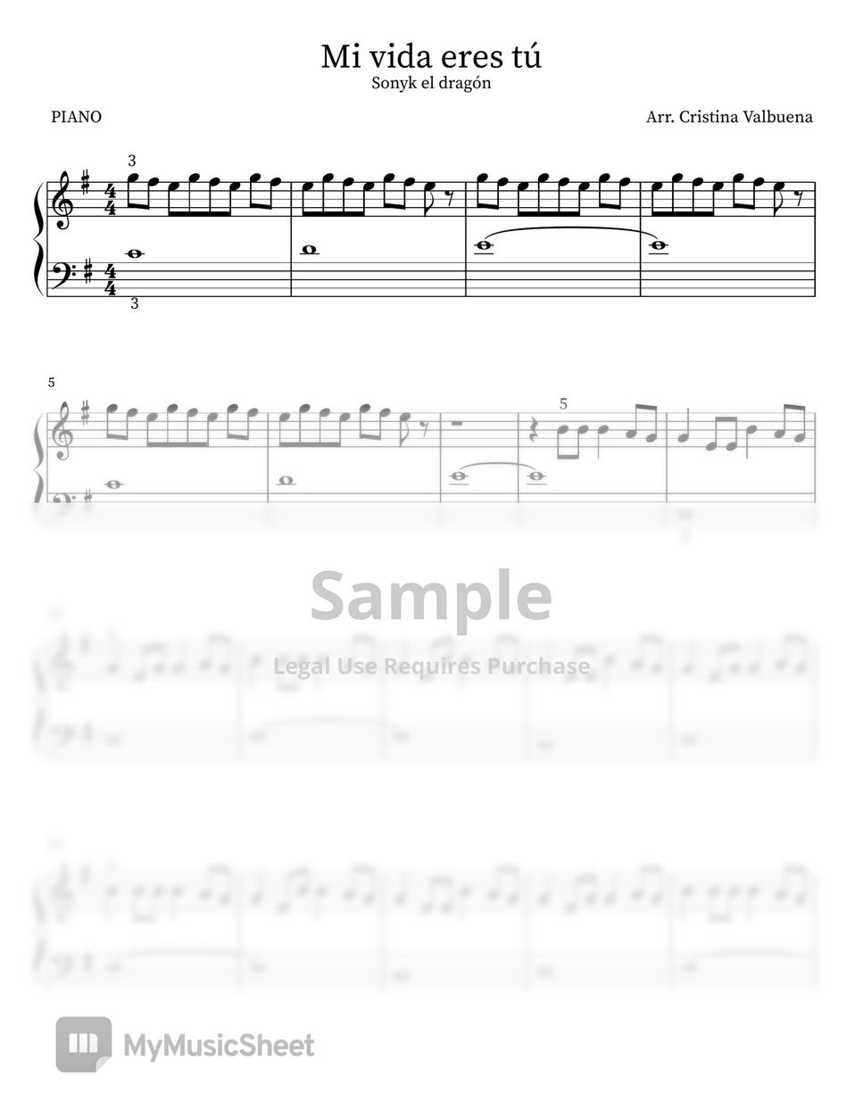 Sonyk El Dragón - Mi vida eres tú Sheets by Cristina Valbuena