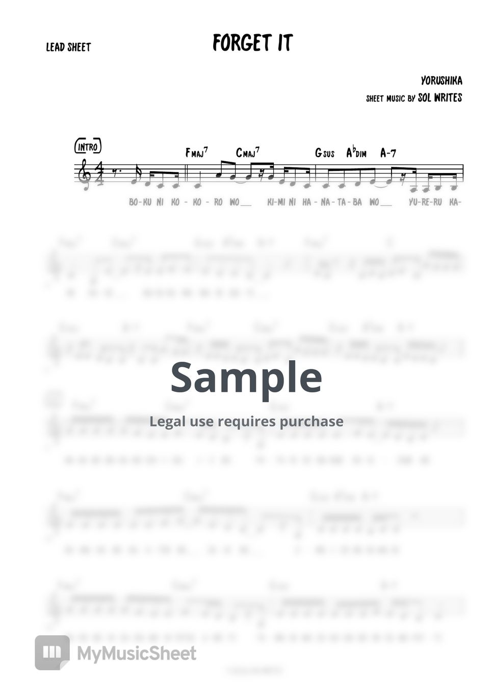 Yorushika / n - buna - Forget it (ENG Lead Sheet - Chords & Lyrics ...
