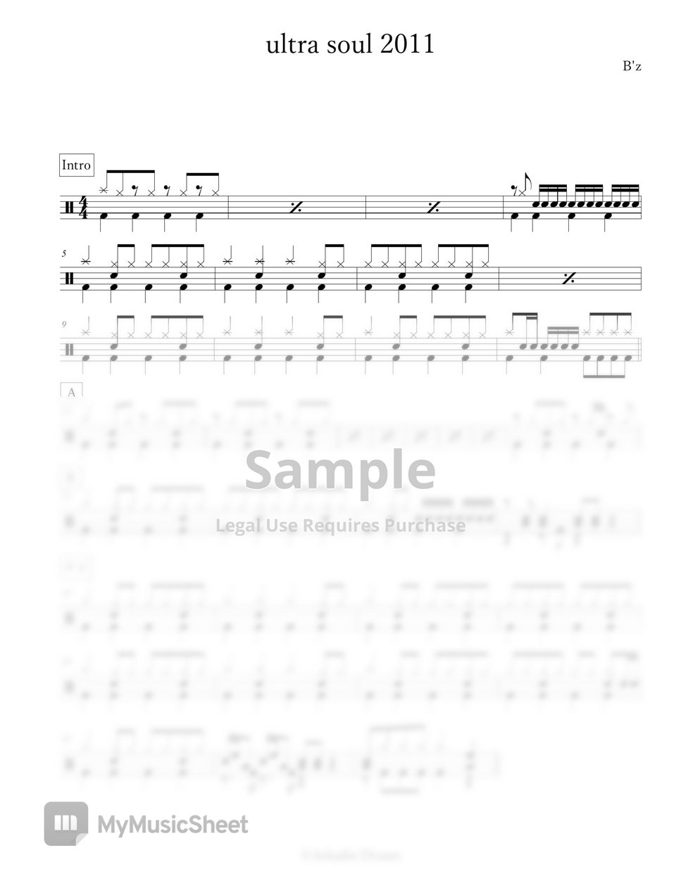 B'z - ultra soul 2011 Sheets by Arkadia Drums