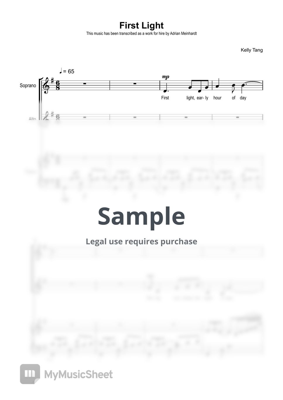 kelly tang - first light (trio) Sheet Music by Adrian Meinhardt