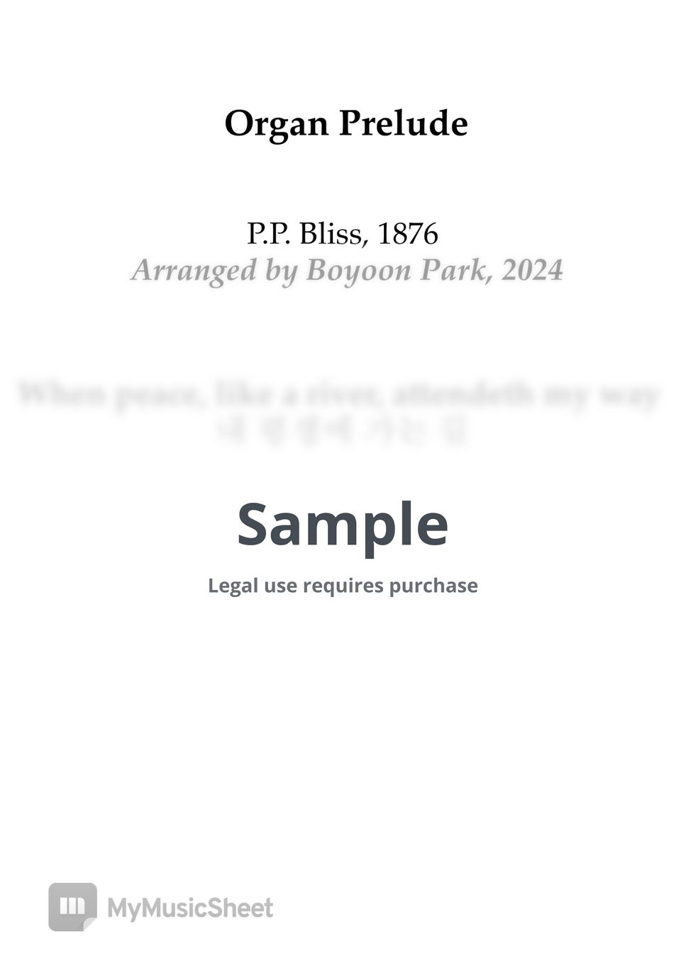 P.P. Bliss - 내 평생에 가는 길 (Organ Prelude) Sheets by Boyoon Park