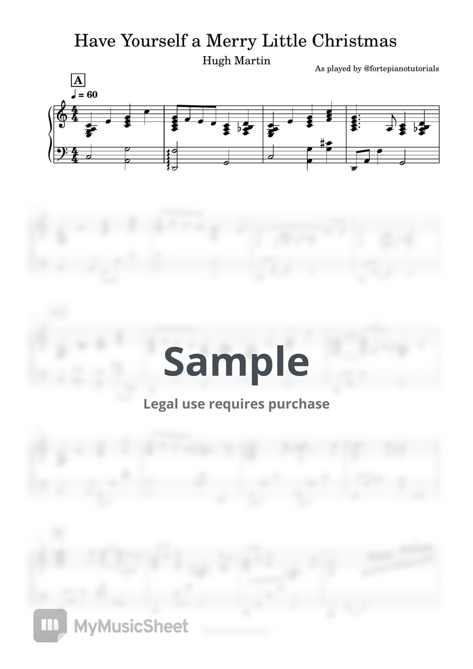 Hugh Martin - Have Yourself a Merry Little Christmas Sheets by @fortepianotutorials
