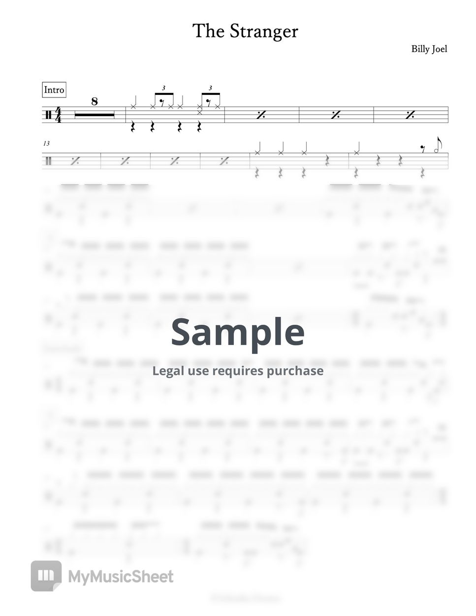 Billy Joel - The Stranger Sheets by Arkadia Drums