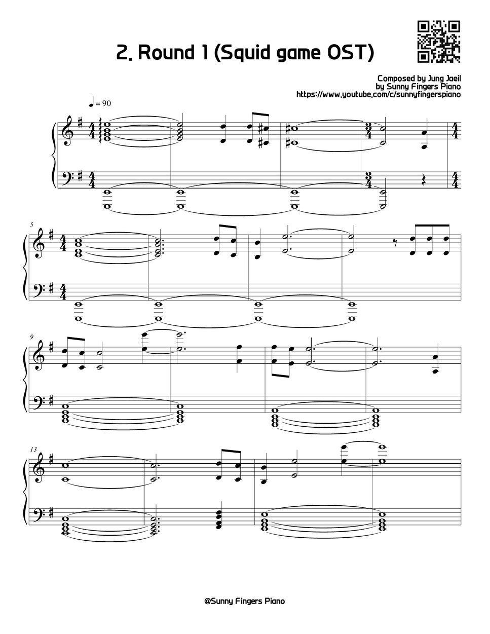 Squid game OST/BGM - 2. Round 1 (Series) Hoja by Sunny Fingers Piano