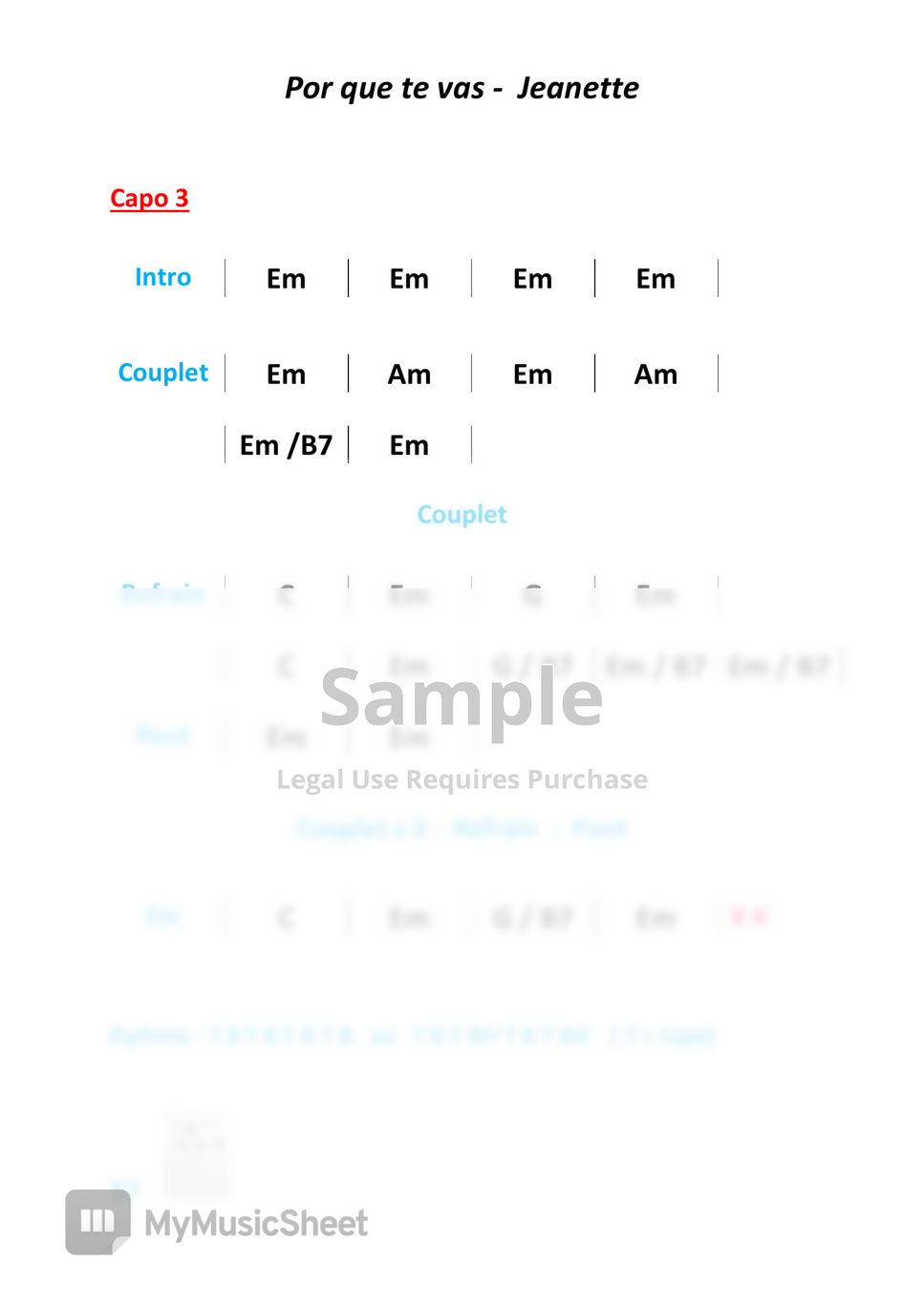 Jeanette - Por que te vas Sheets by accords guitare