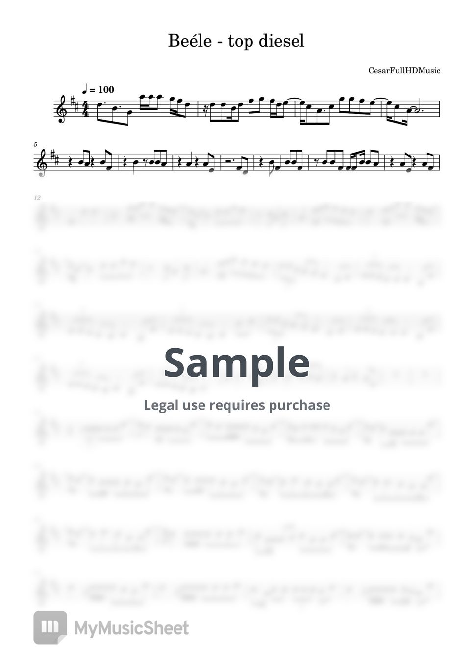 Beéle - top diesel Sheet Music