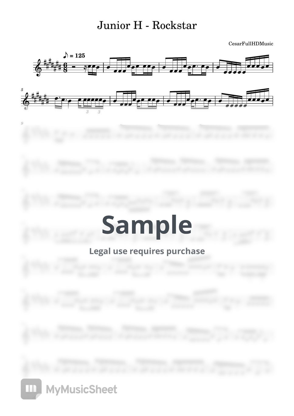 Junior H - Rockstar 악보